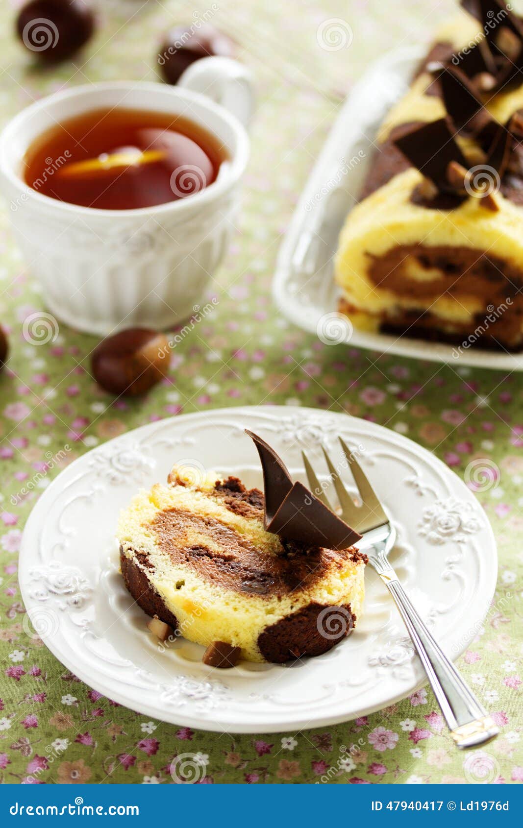 Sponge roll with chocolate stock image. Image of sponge - 47940417