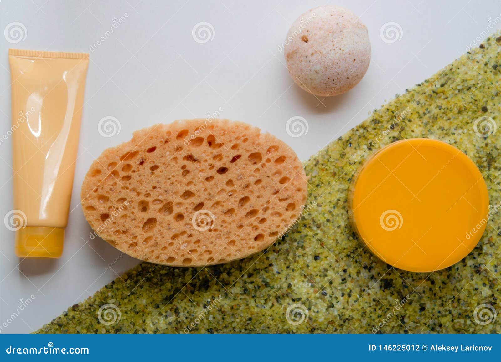 Sponge and Shower Accessories. Top View Stock Photo - Image of healthy ...
