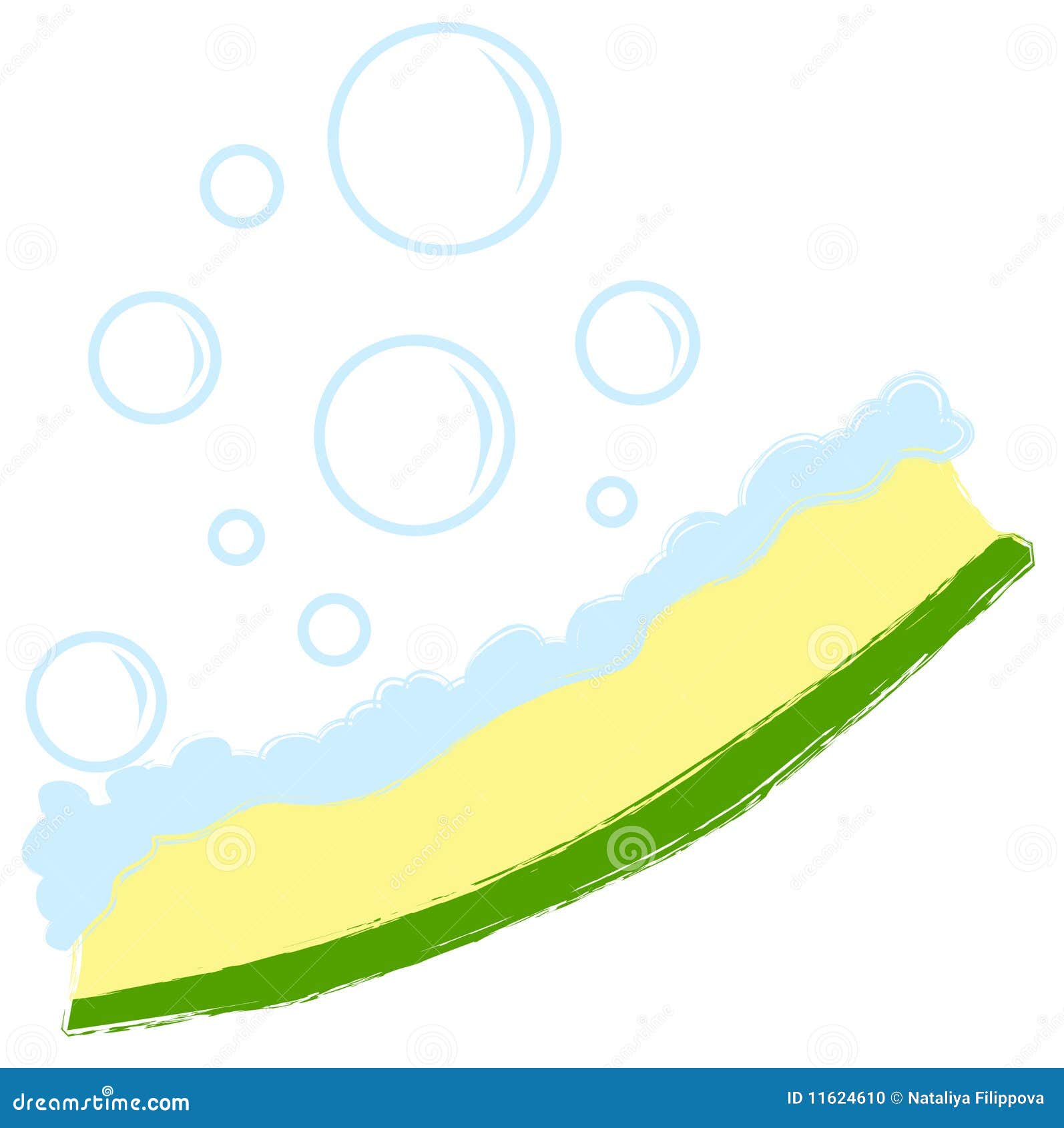 Sponge with soap bubbles stock vector. Illustration of green - 11624610