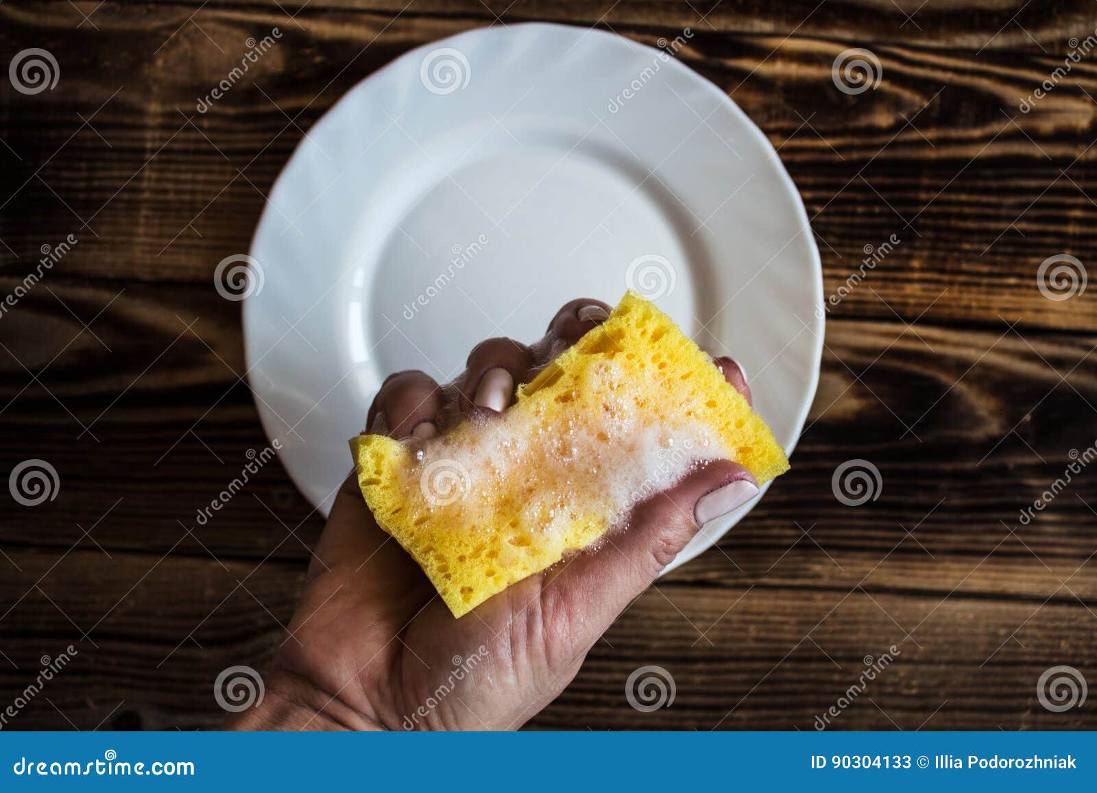 Sponge with Soap Bubbles in Woman`s Hand Stock Image - Image of ...