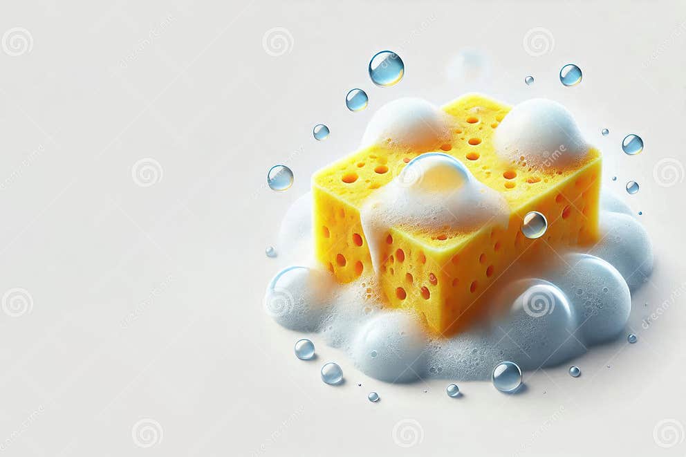 Sponge in Soap Suds. Space for Text. Stock Photo - Image of freshness ...