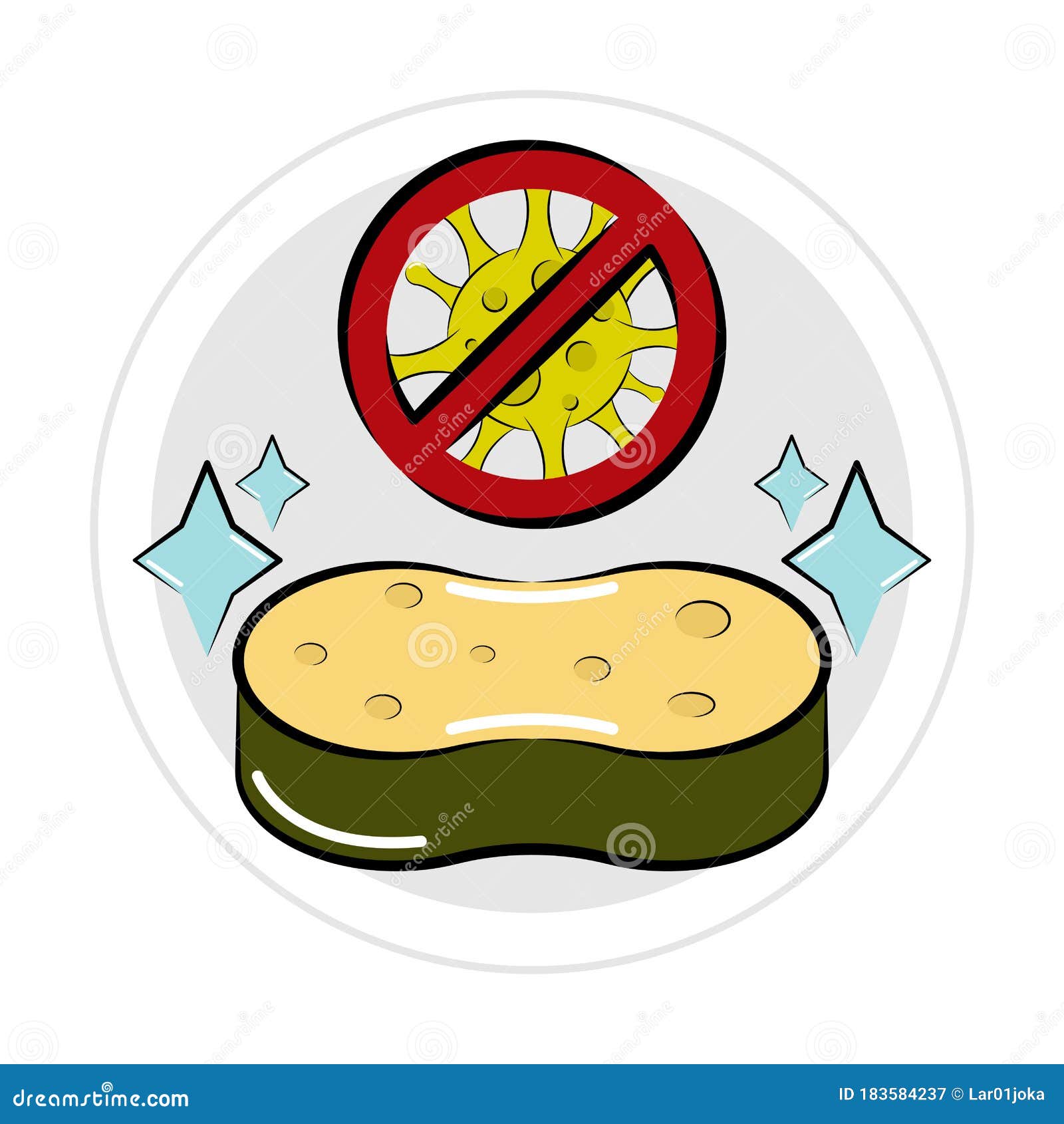 Sponge to clean the virus stock vector. Illustration of sticker - 183584237