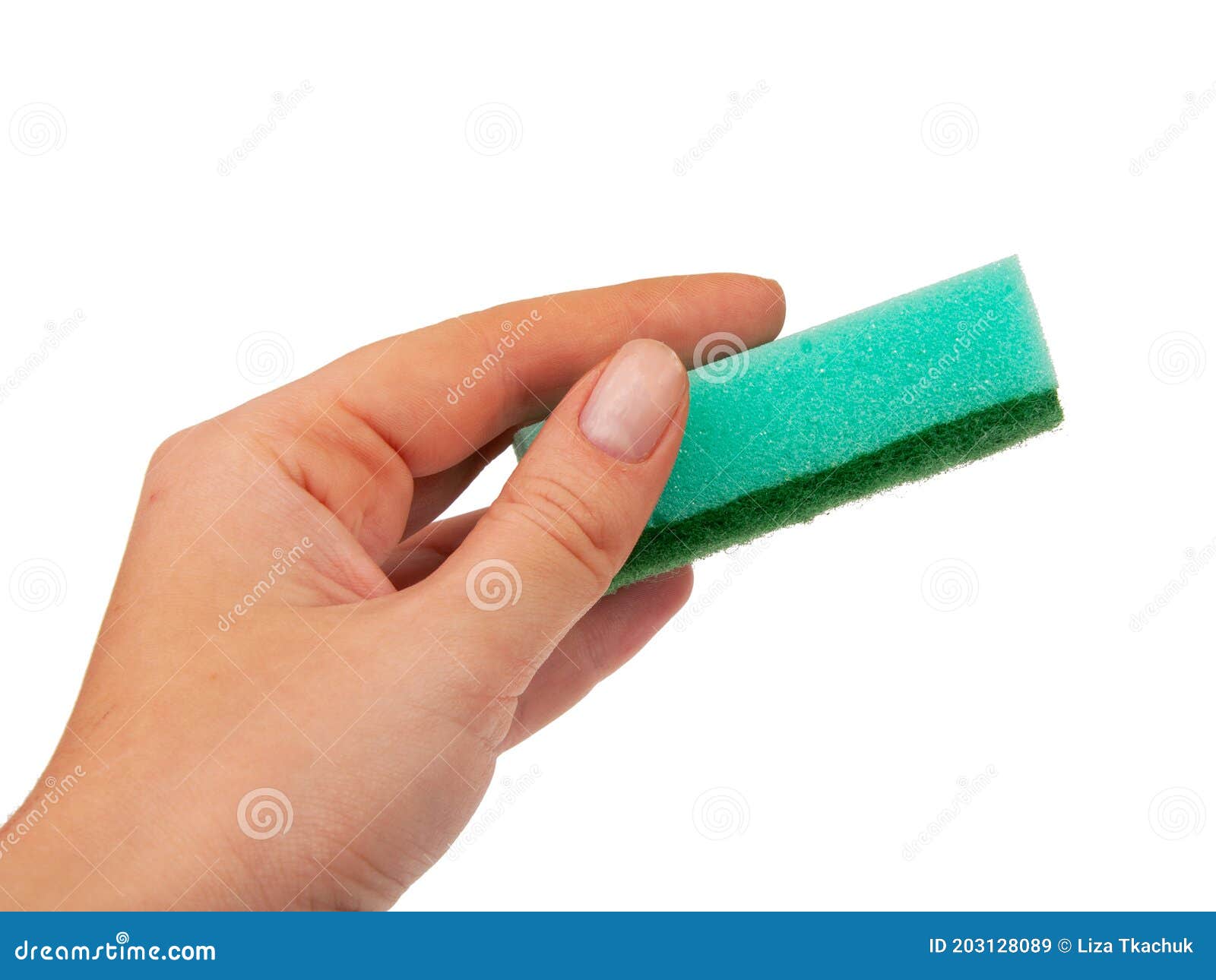 Sponge for Washing Dishes in Hand Isolated on the White Stock Image ...