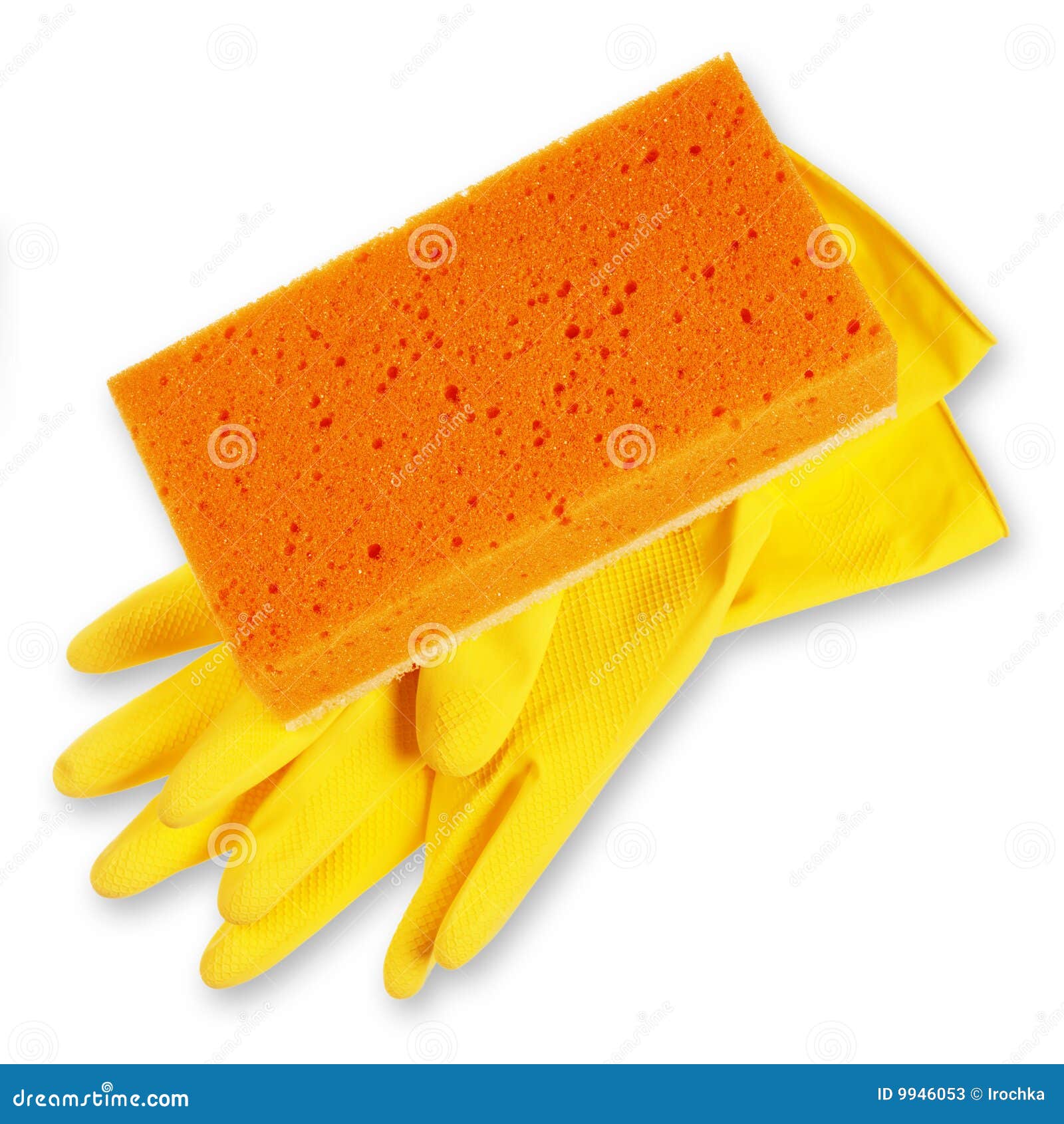 Sponges and Gloves Isolated on White Stock Image - Image of material ...