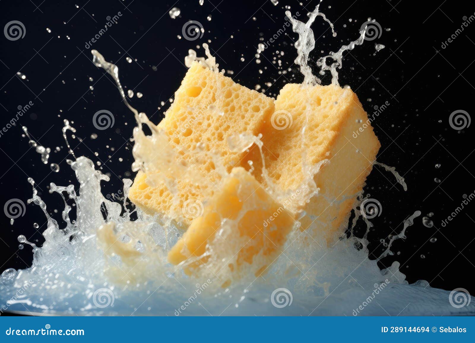 Sponges Hitting the Water, Creating a Splash of Water Droplets Stock ...