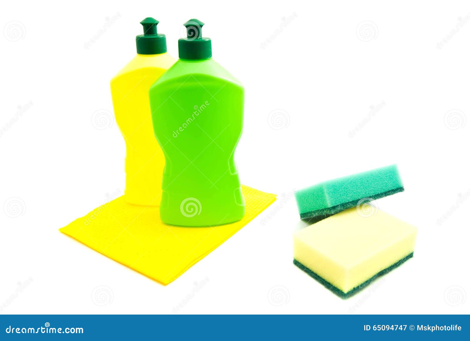 Sponges, rag and bottles stock image. Image of chores - 65094747