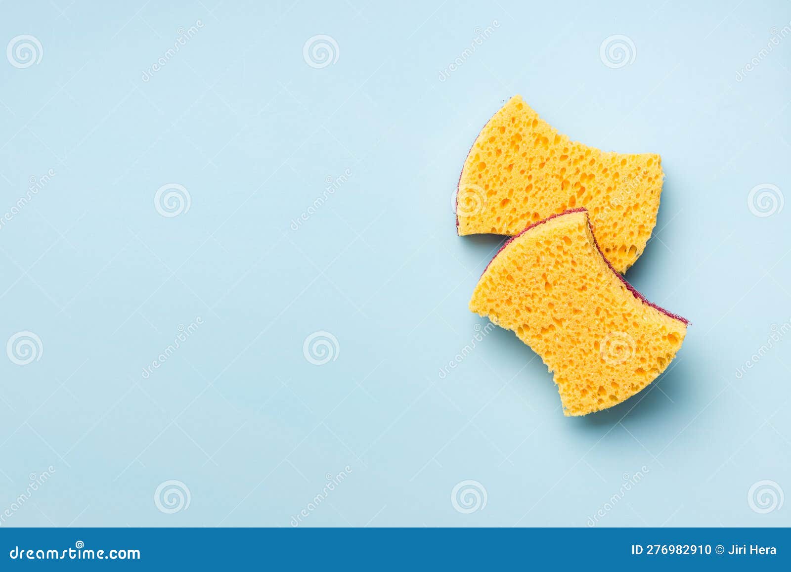 Sponges for Washing Dishes on Blue Background. Top View Stock Photo ...