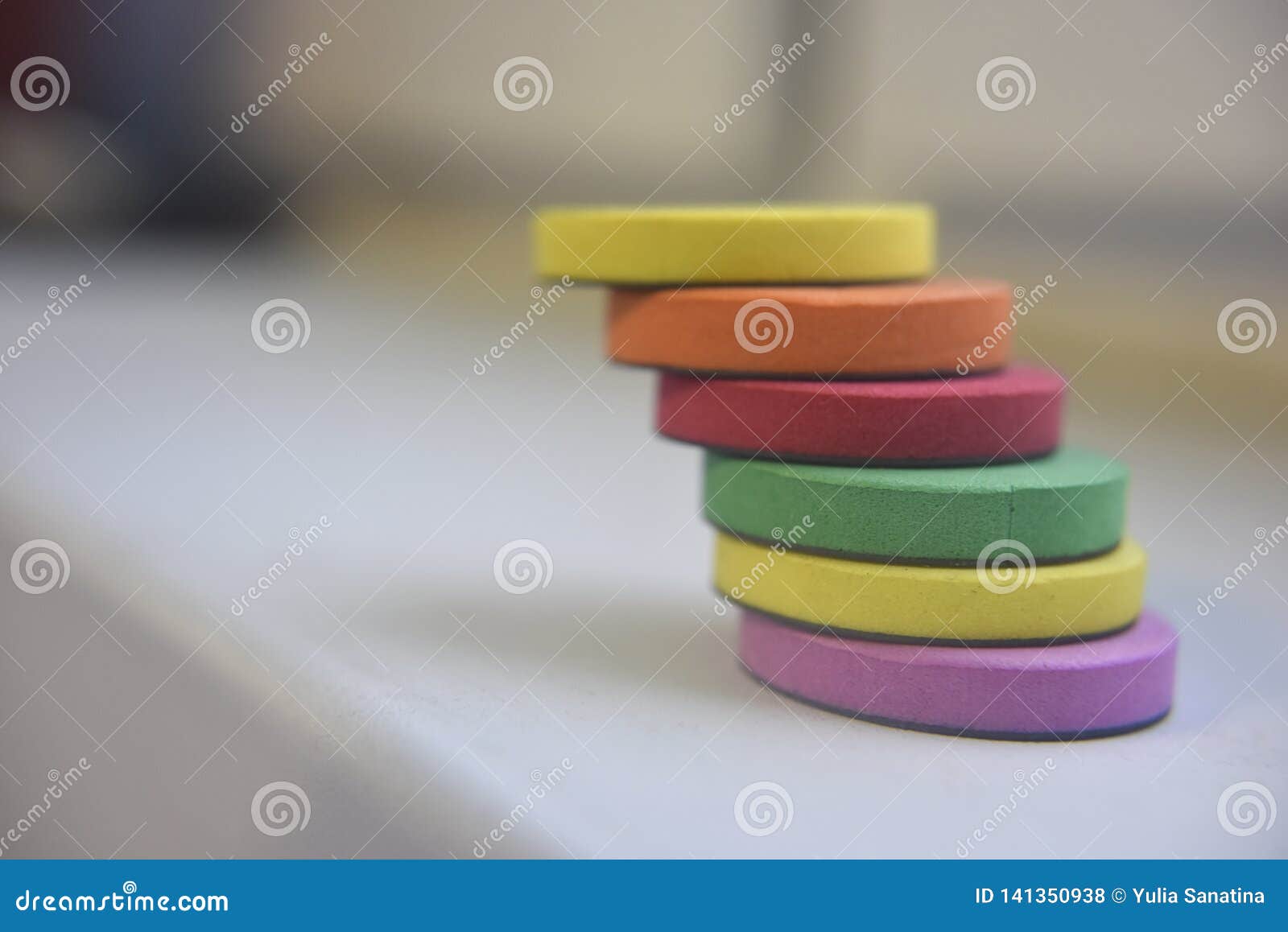 Spongy Flat Items of Different Colours on the White Background Indoor ...