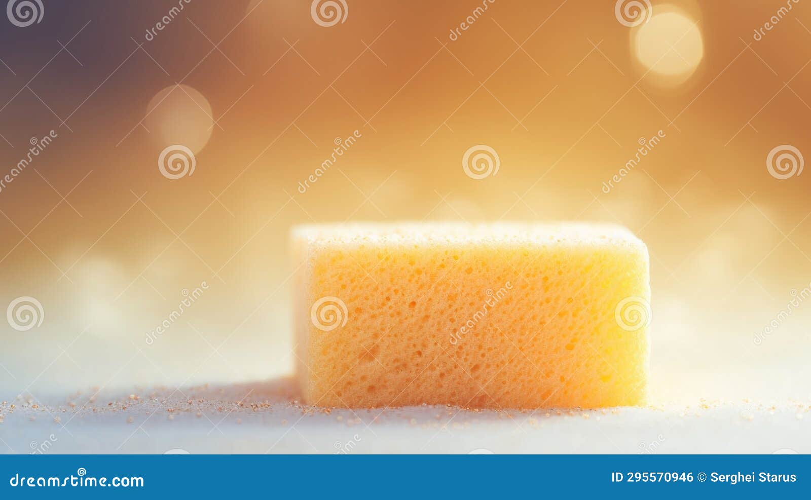 A Spongy Piece of Yellow Sponge Sitting on Top of a Table, AI Stock ...