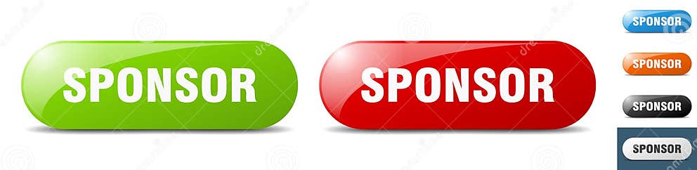 Sponsor Button. Key. Sign. Push Button Set Stock Vector - Illustration ...