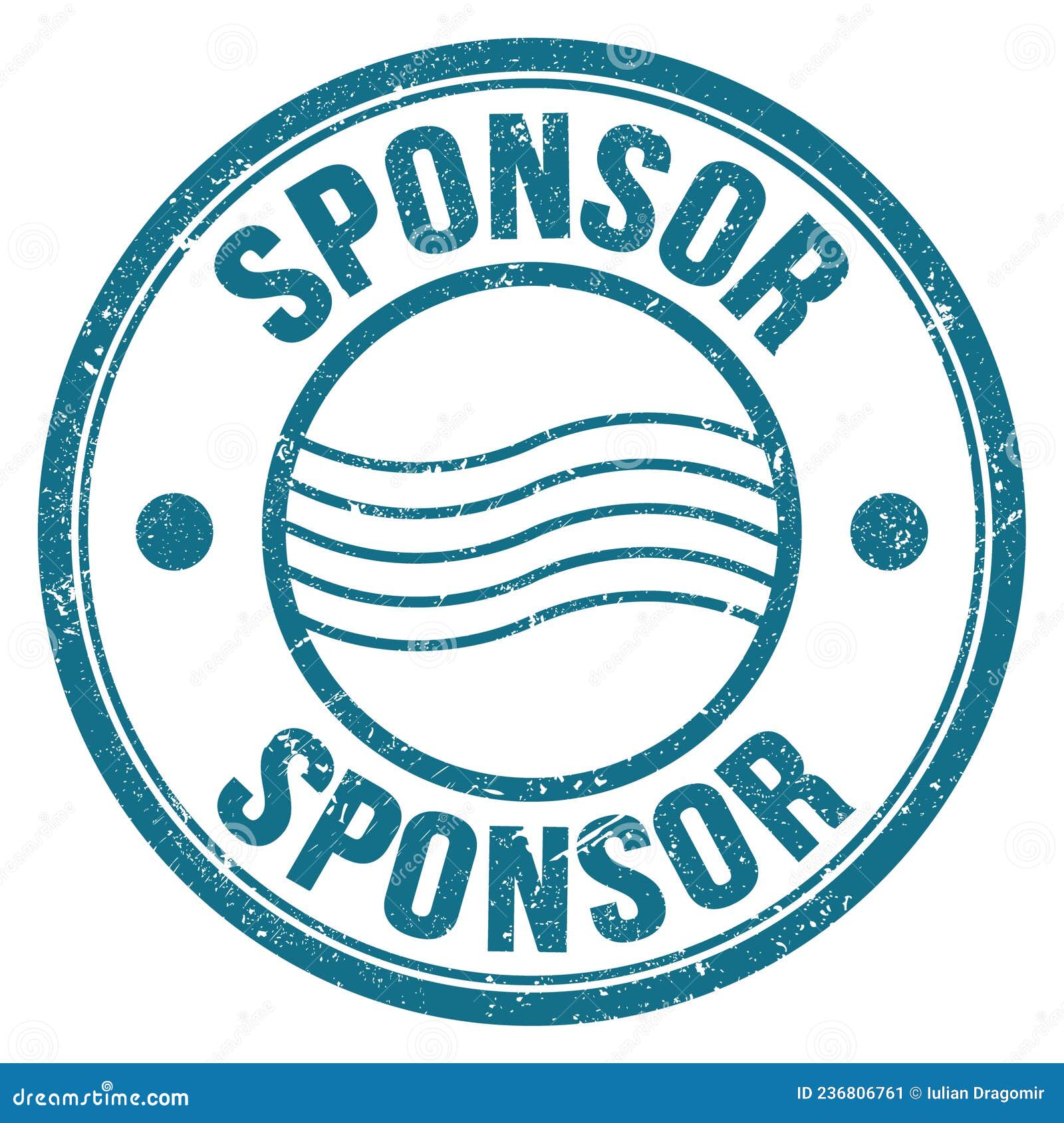 SPONSOR Text Written on Blue Round Postal Stamp Sign Stock Illustration ...