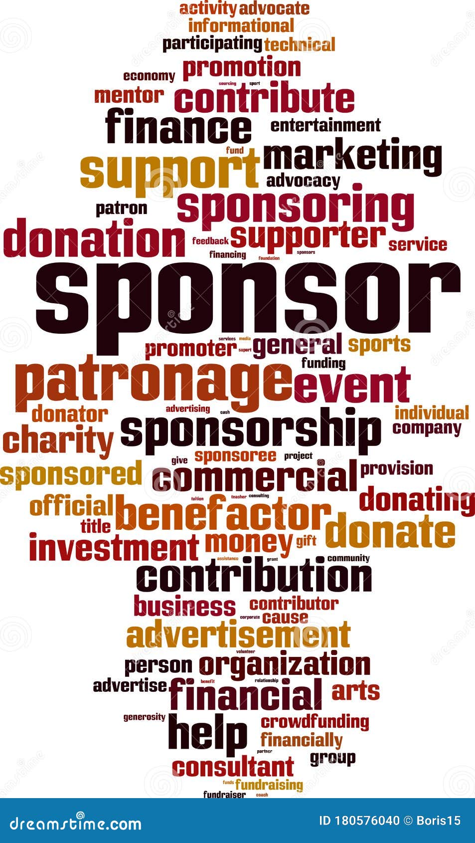 Sponsor word cloud stock vector. Illustration of finance - 180576040