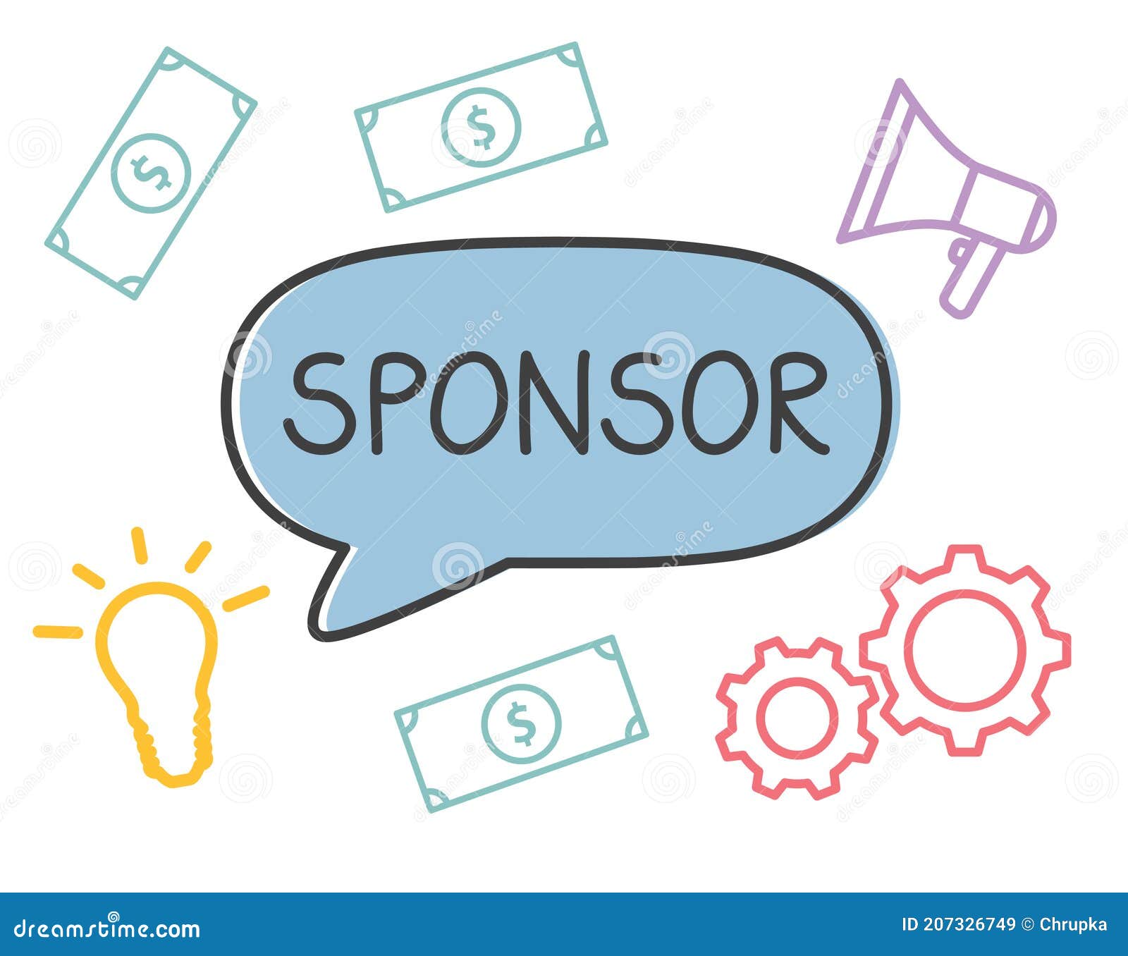 Sponsor Written in Speech Bubble Stock Vector - Illustration of success ...