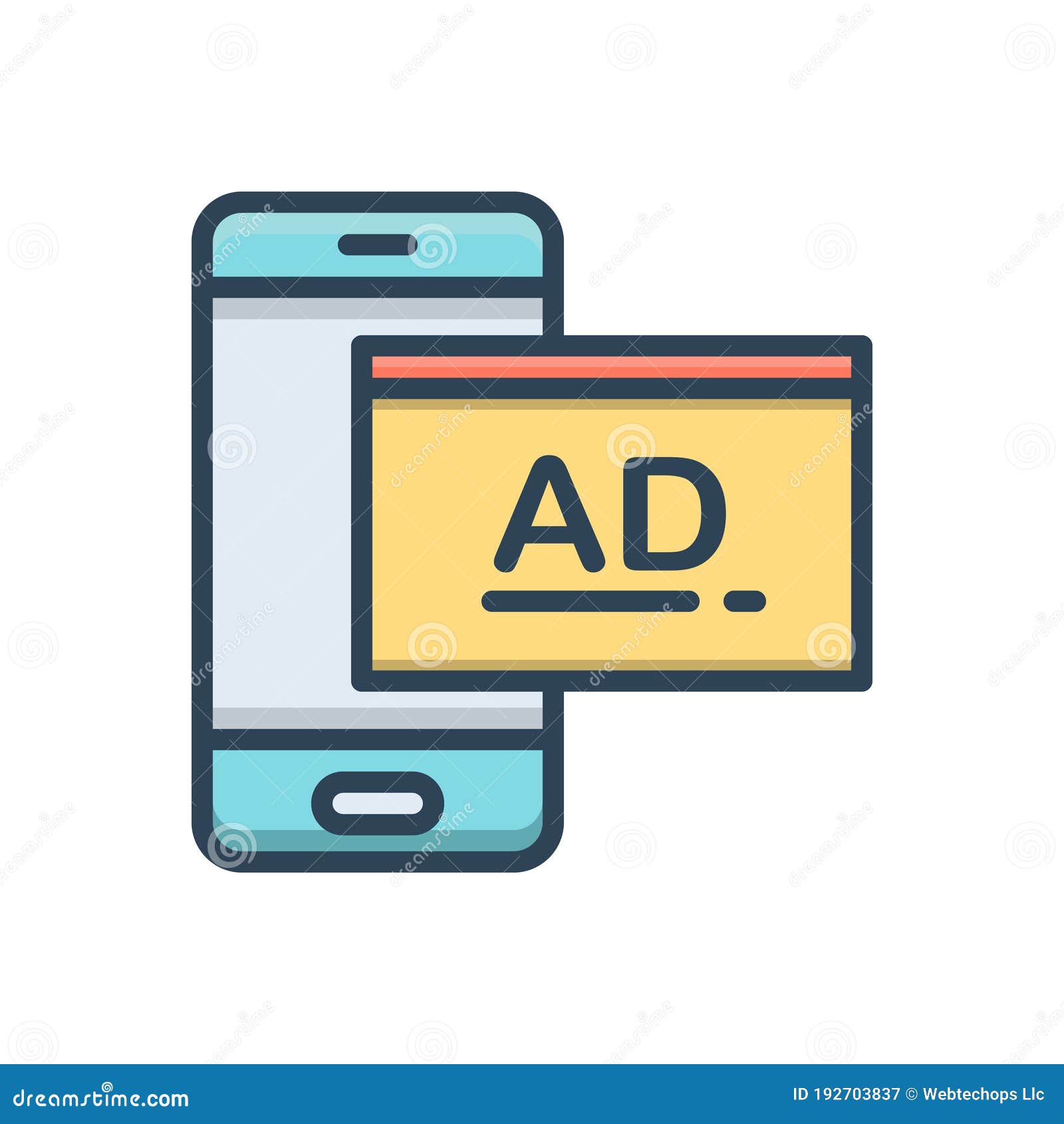 Color Illustration Icon for Sponsored Ads, Mobile and Smartphone Stock ...