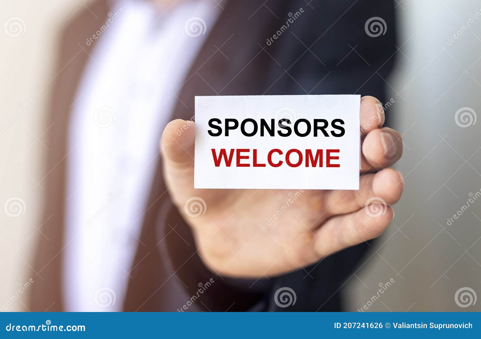 Sponsors Welcome or Wanted Inscription on Paper Stock Photo - Image of ...