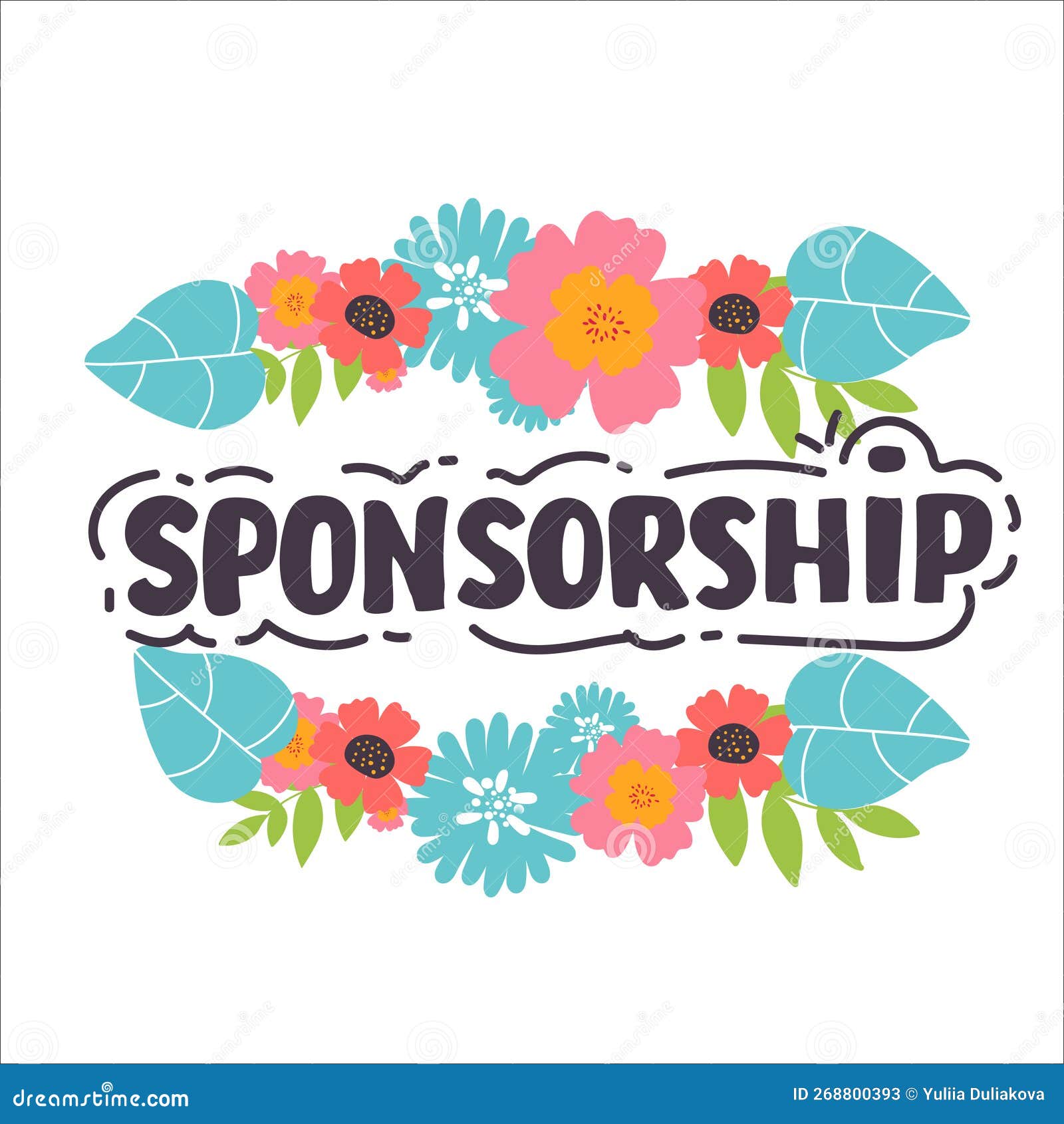 Sponsorship Hand Drawing Lettering Word On White, Cartoon Vector ...