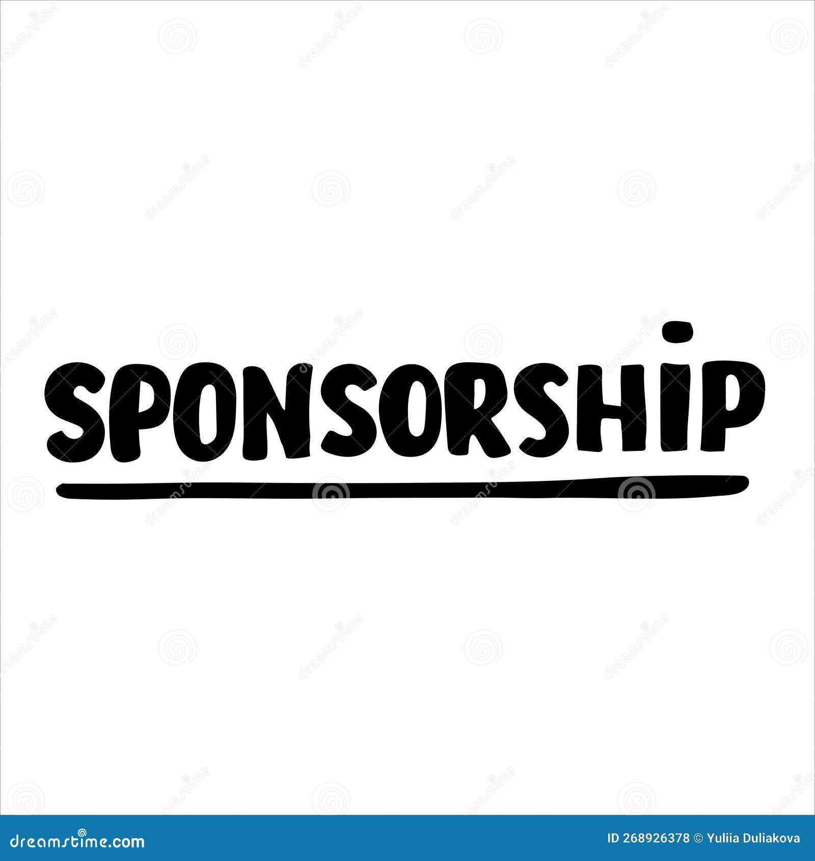 Sponsorship Hand Drawing Lettering Word On White, Cartoon Vector ...