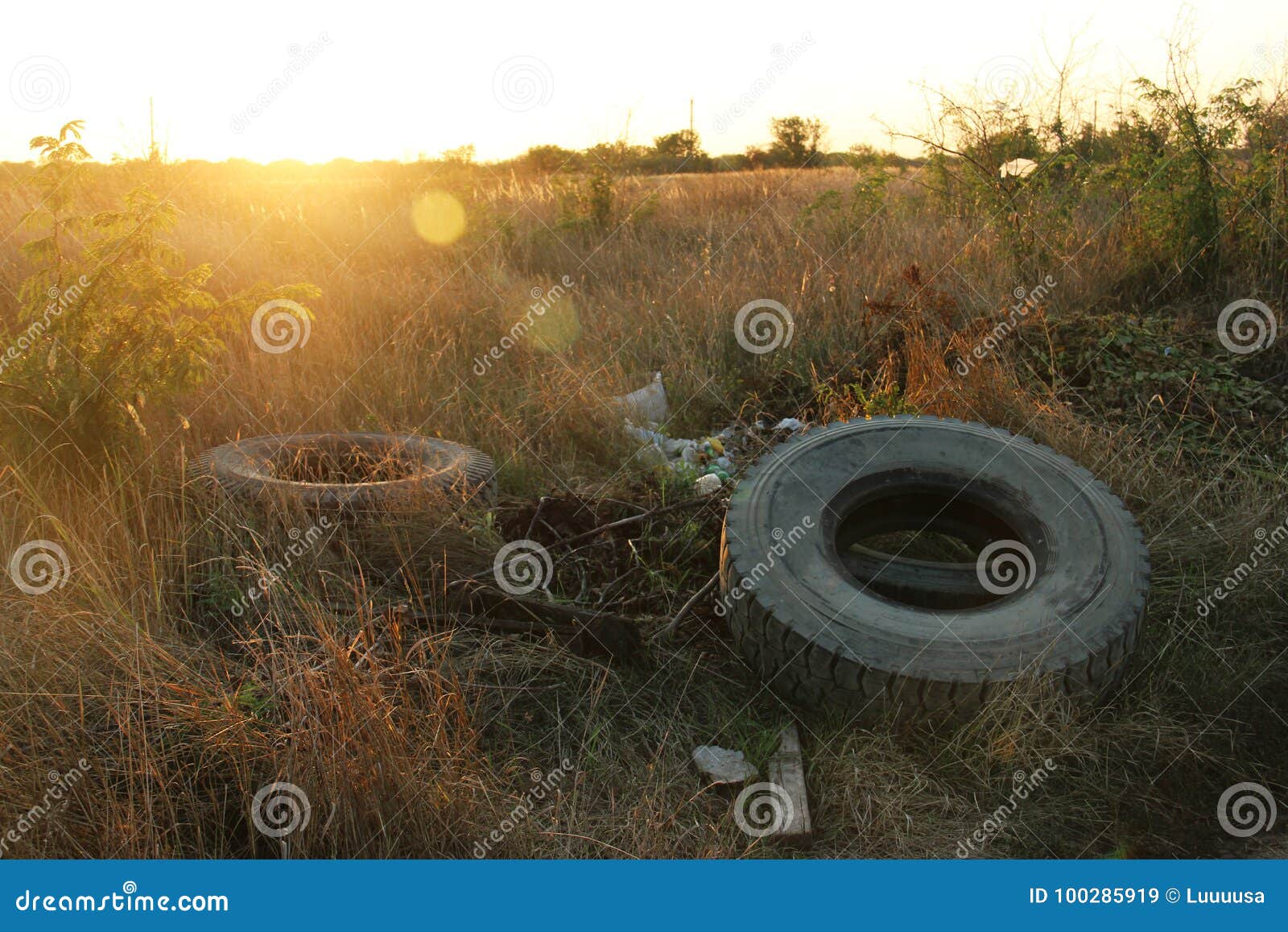 Spontaneous Dump Discarded Tires And Household Rubbish . Garbage Dump ...