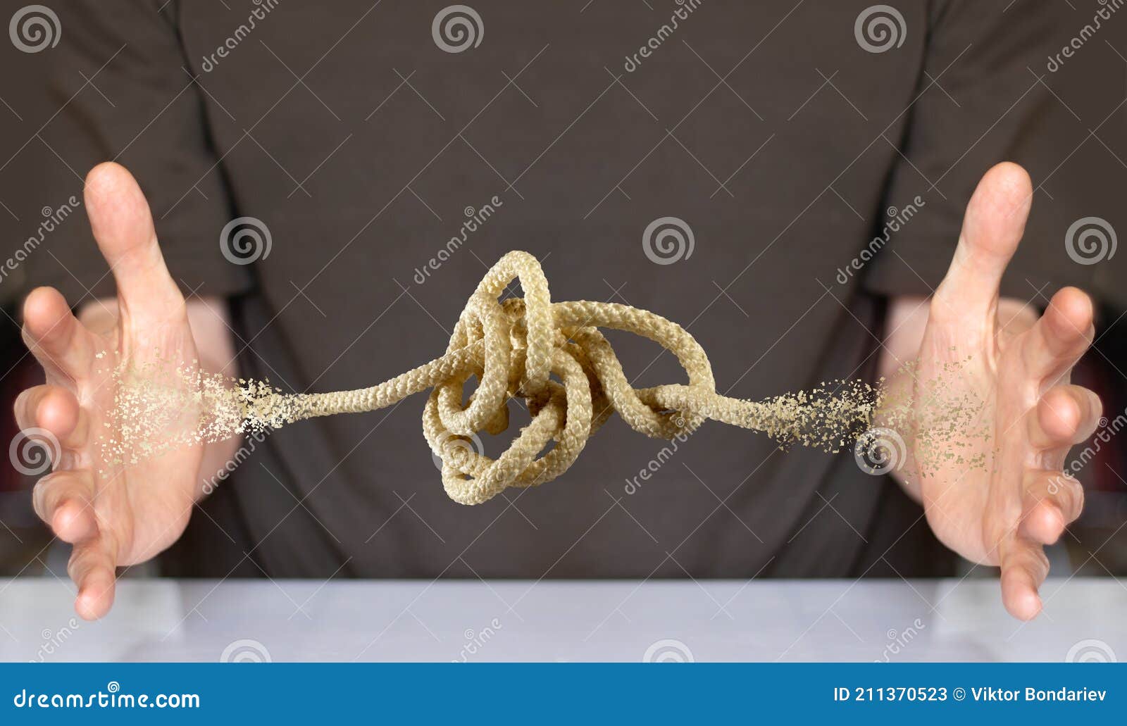 Spontaneous Knot of Rope between the Palms of a Person. the Symbol of ...