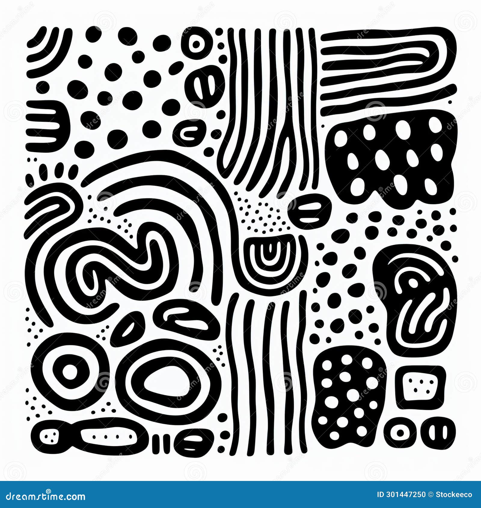 Spontaneous Mark Making: a Playful Black and White Design Stock ...