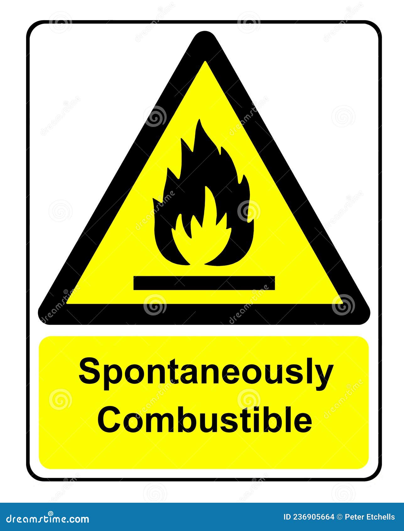 Spontaneously Combustible Warning Sign Stock Illustration ...