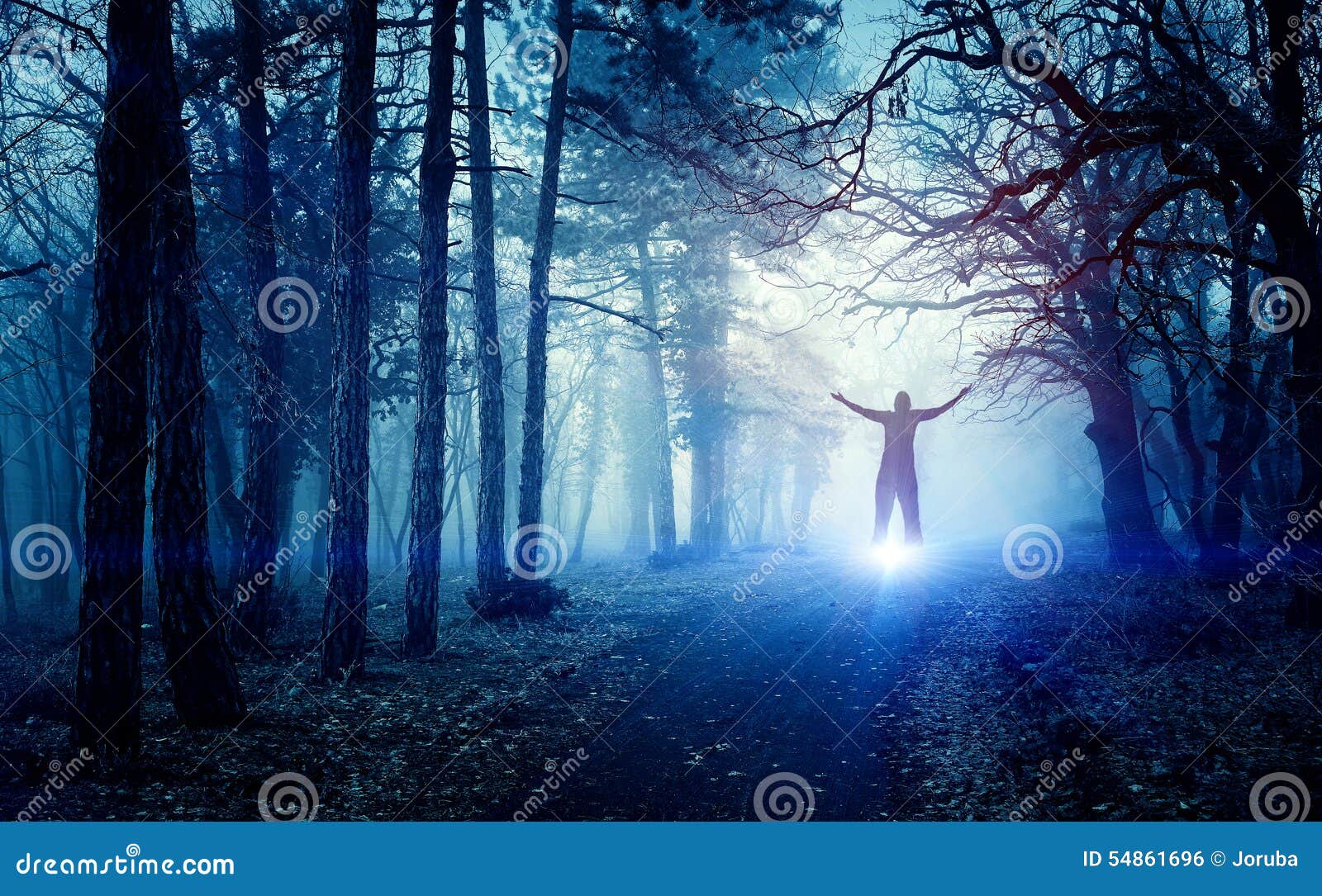 Spook in bos stock foto. Image of blauw, griezelig, daling - 54861696