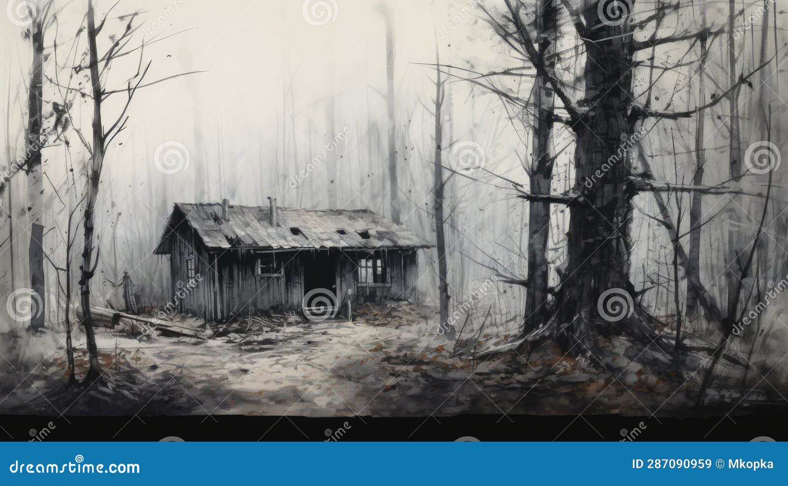 Spooky Hut In Abandoned Forest Under Milky Way Generated By AI Stock ...