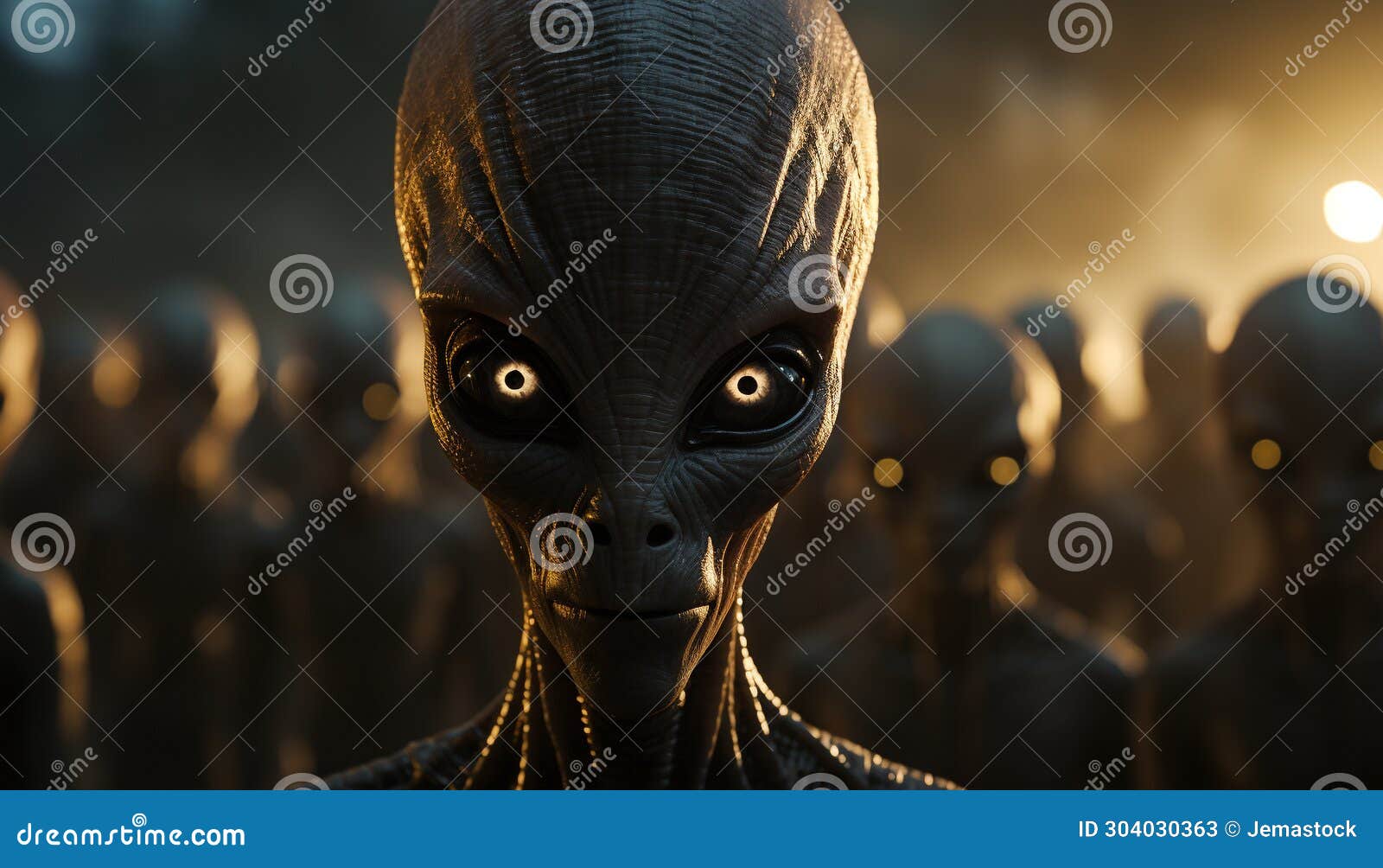 Spooky Alien Robot Looking at Camera in Dark Generated by AI Stock ...