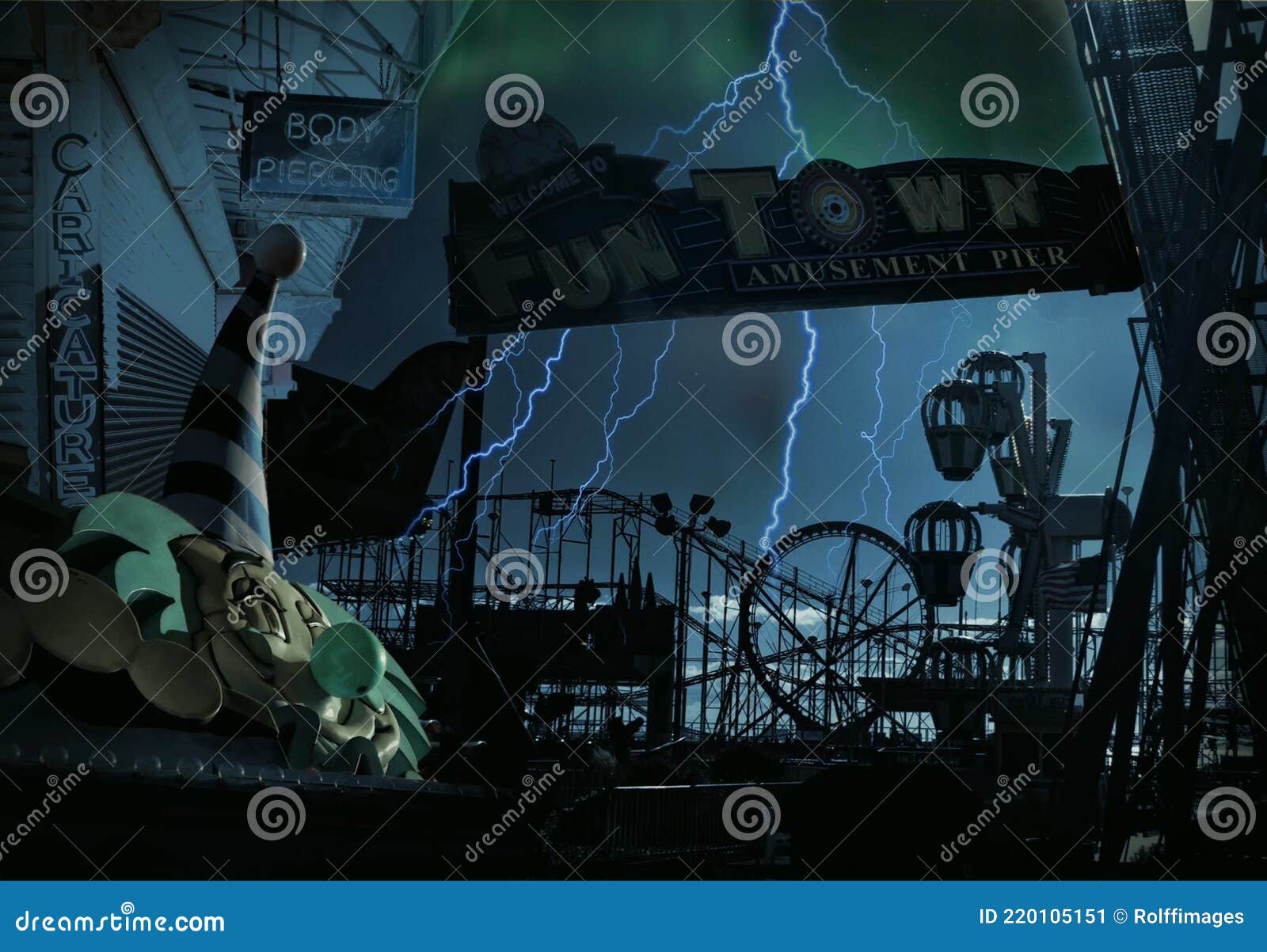 Spooky Amusement Park stock illustration. Illustration of theme - 220105151