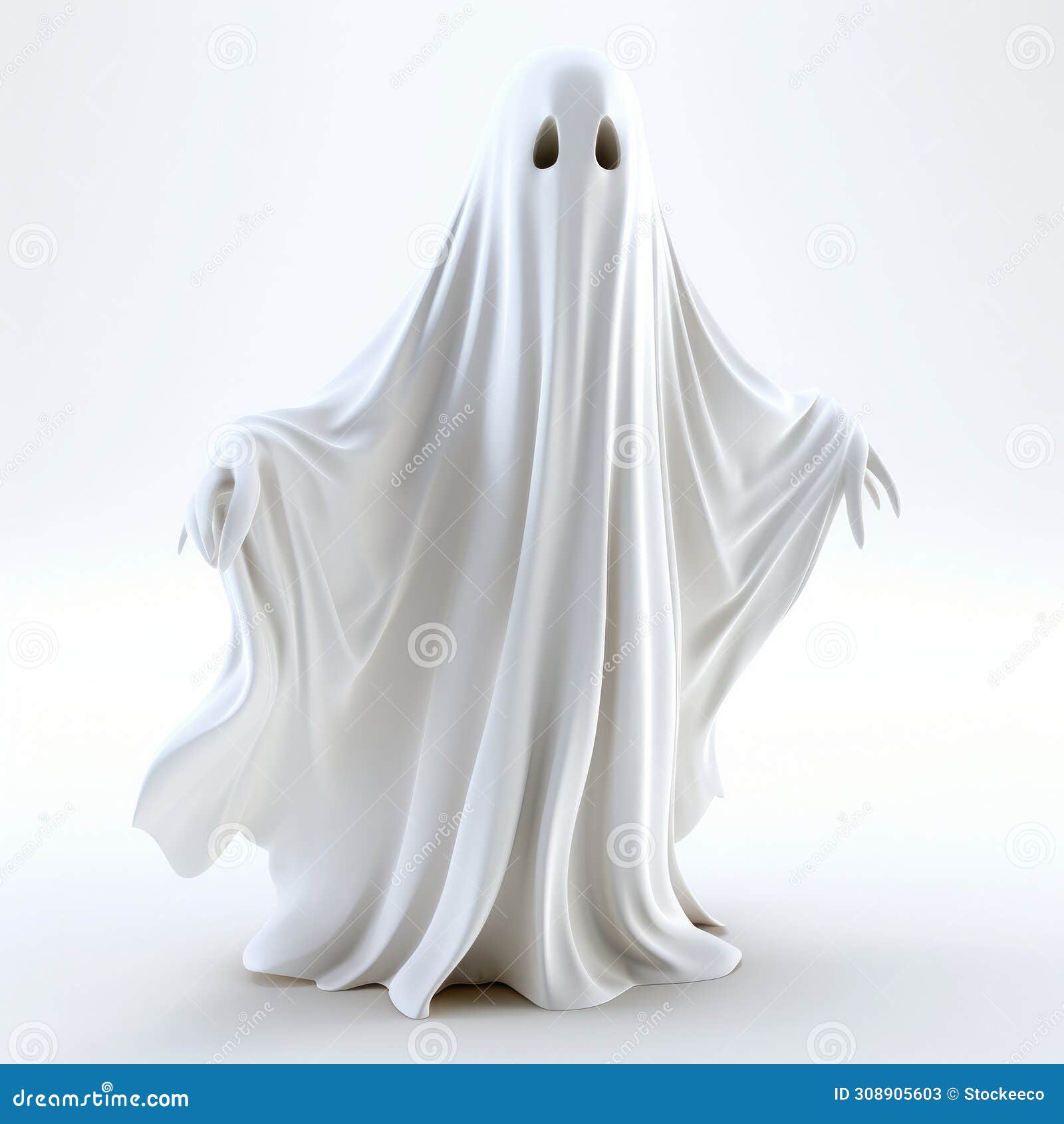 Simple Cel Shaded 3d Ghost Model on White Background Stock Illustration ...