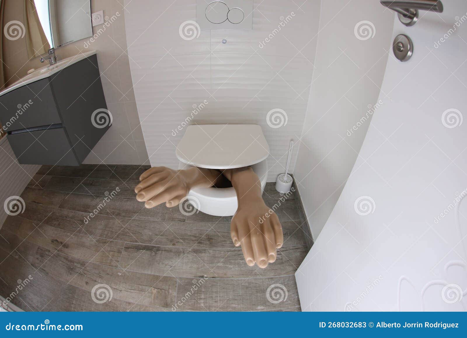 Spooky Arms Inside a Toilet Stock Image - Image of arms, clogged: 268032683