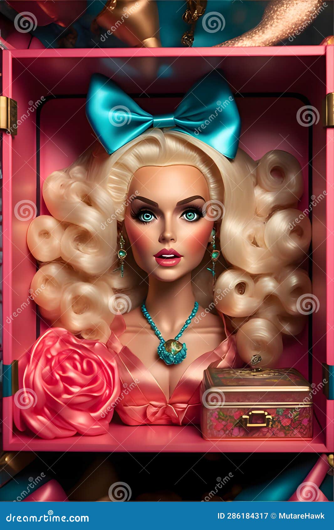 Barbie Caricature In Cardboard Box Stock Illustration Illustration Of
