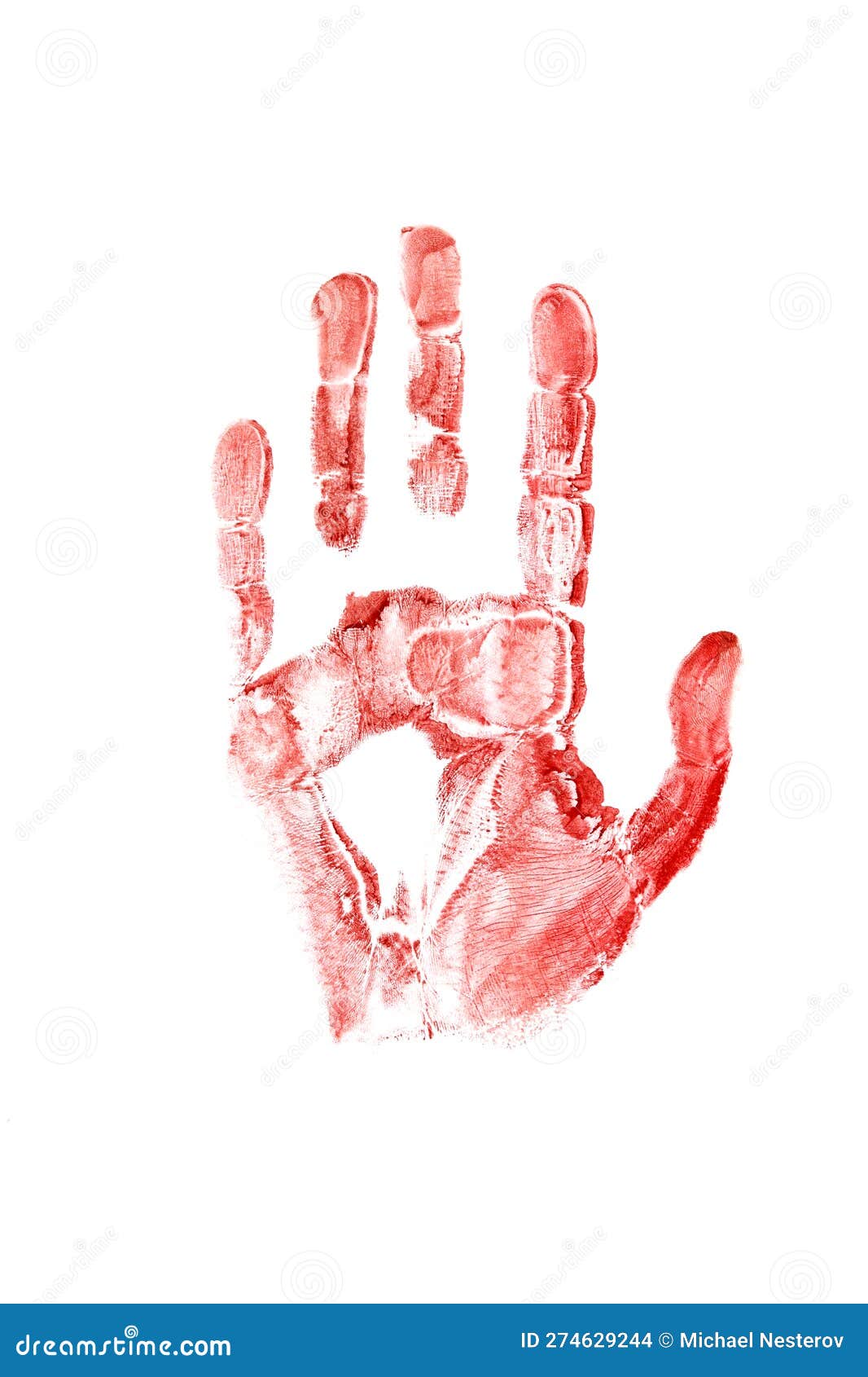 Spooky Bloody Hand Print Isolated on White Stock Photo - Image of ...