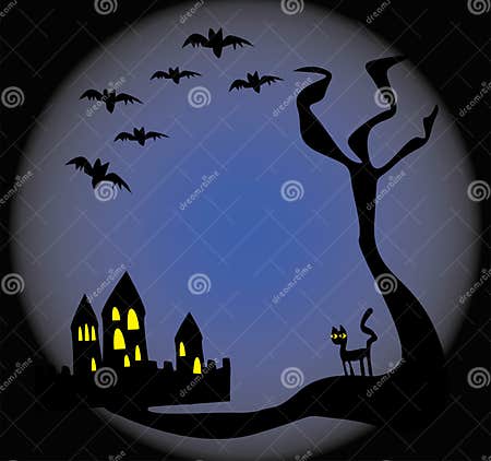 Spooky blue background stock illustration. Illustration of halloween ...