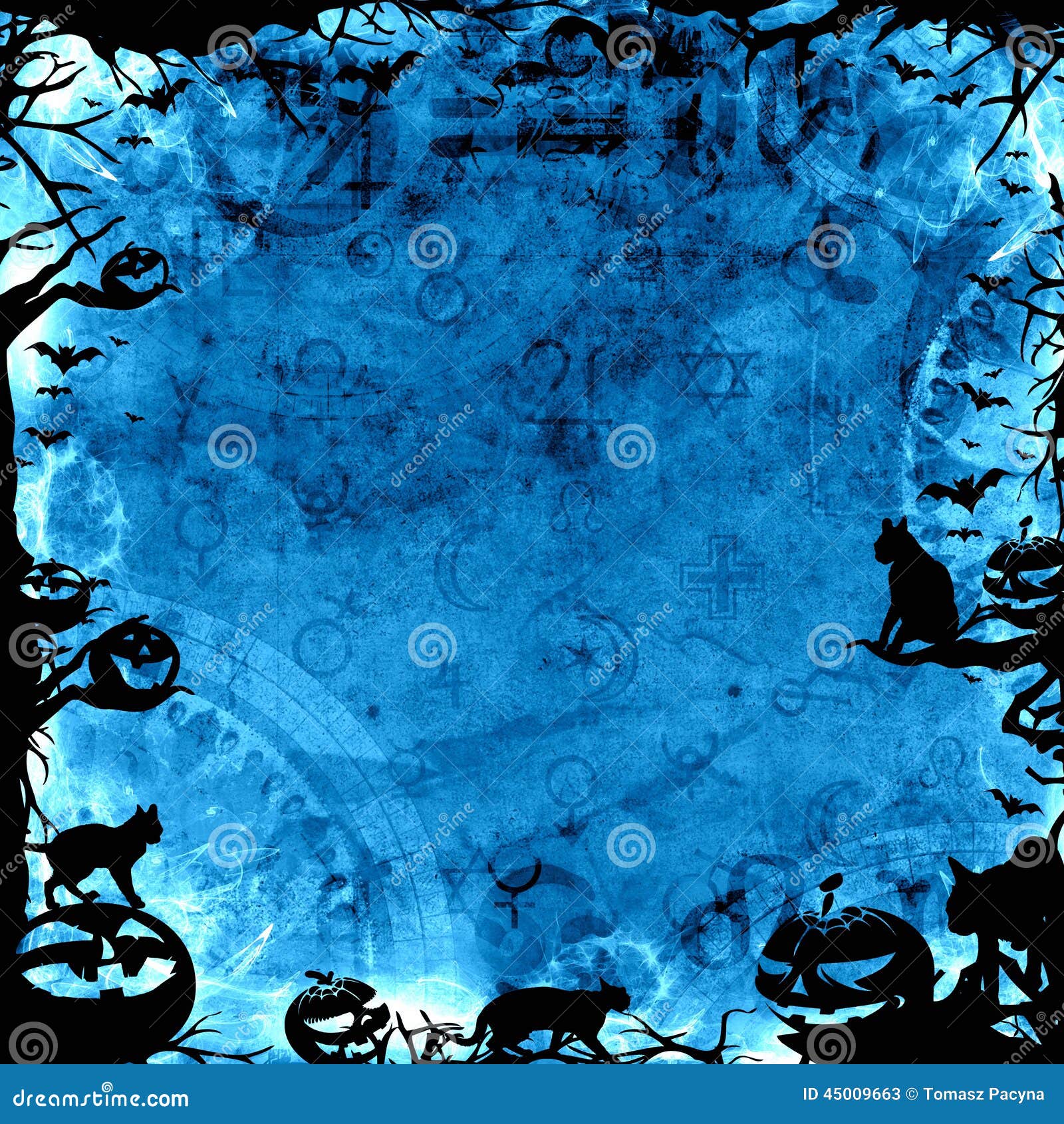 Spooky Blue Halloween Background Stock Illustration - Illustration of ...