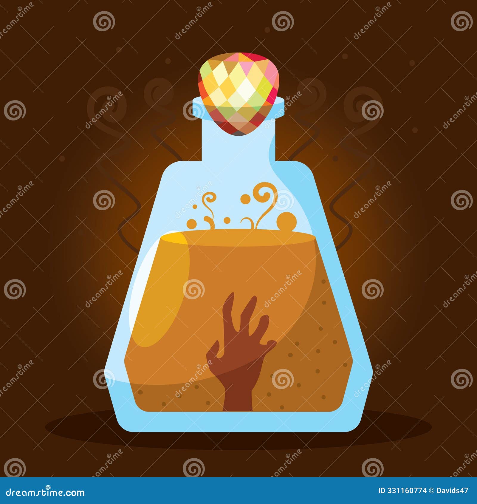 Spooky Bottle with Mysterious Hand, Vector Stock Vector - Illustration ...