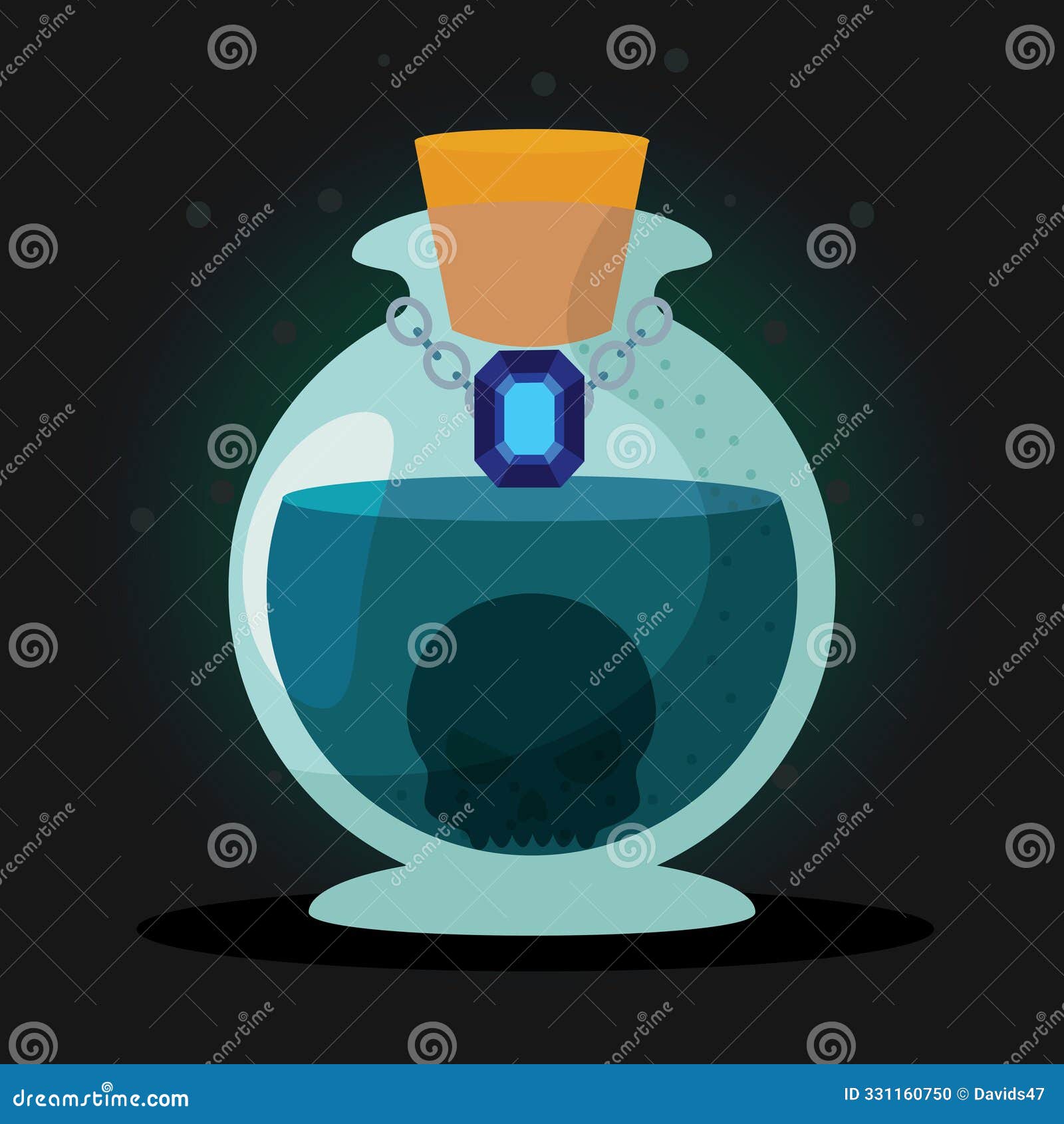 Spooky Bottle with Mysterious Skull, Vector Stock Vector - Illustration ...