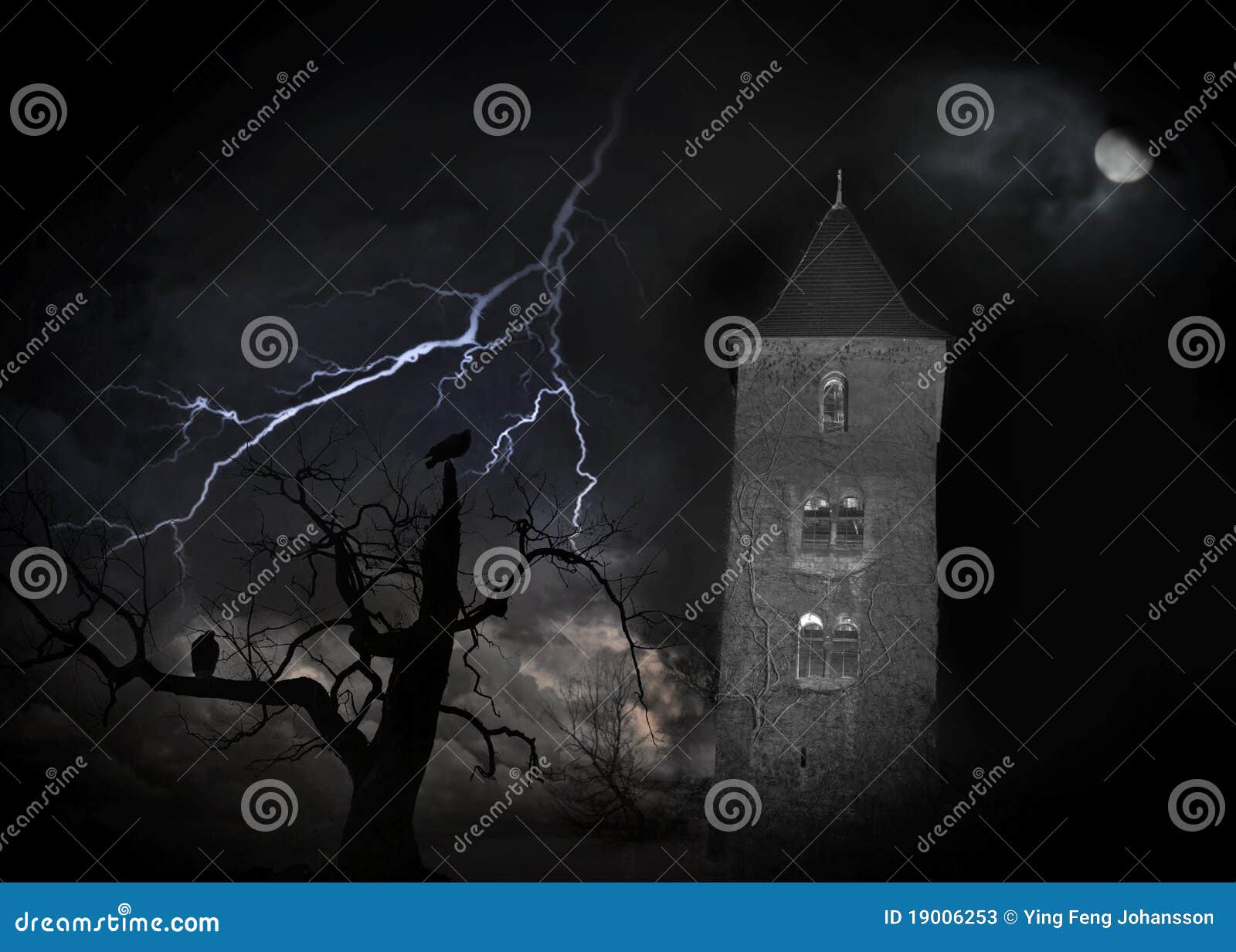 Spooky building stock image. Image of building, tree - 19006253