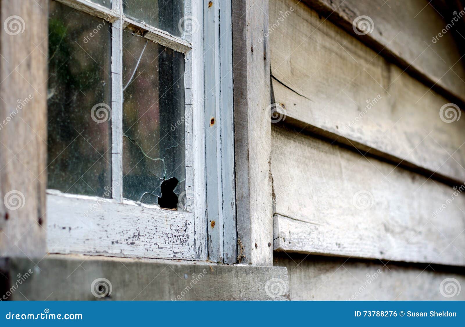 Spooky Building with Broken Window Stock Photo - Image of cracked ...