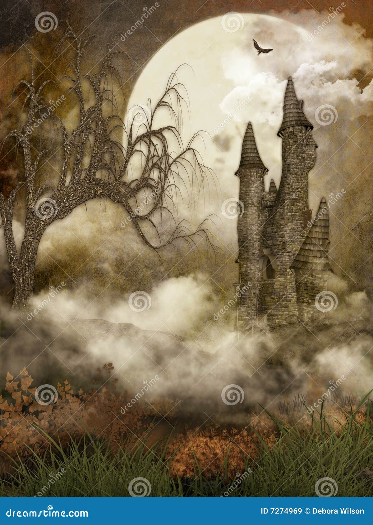 Spooky Castle stock illustration. Illustration of backdrops - 7274969