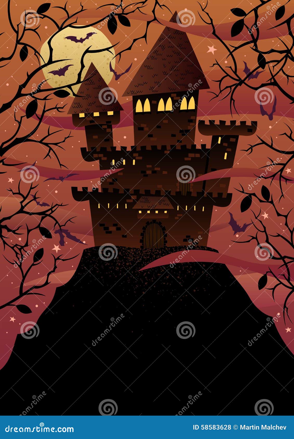 Spooky Castles stock vector. Illustration of cloud, copy - 58583628