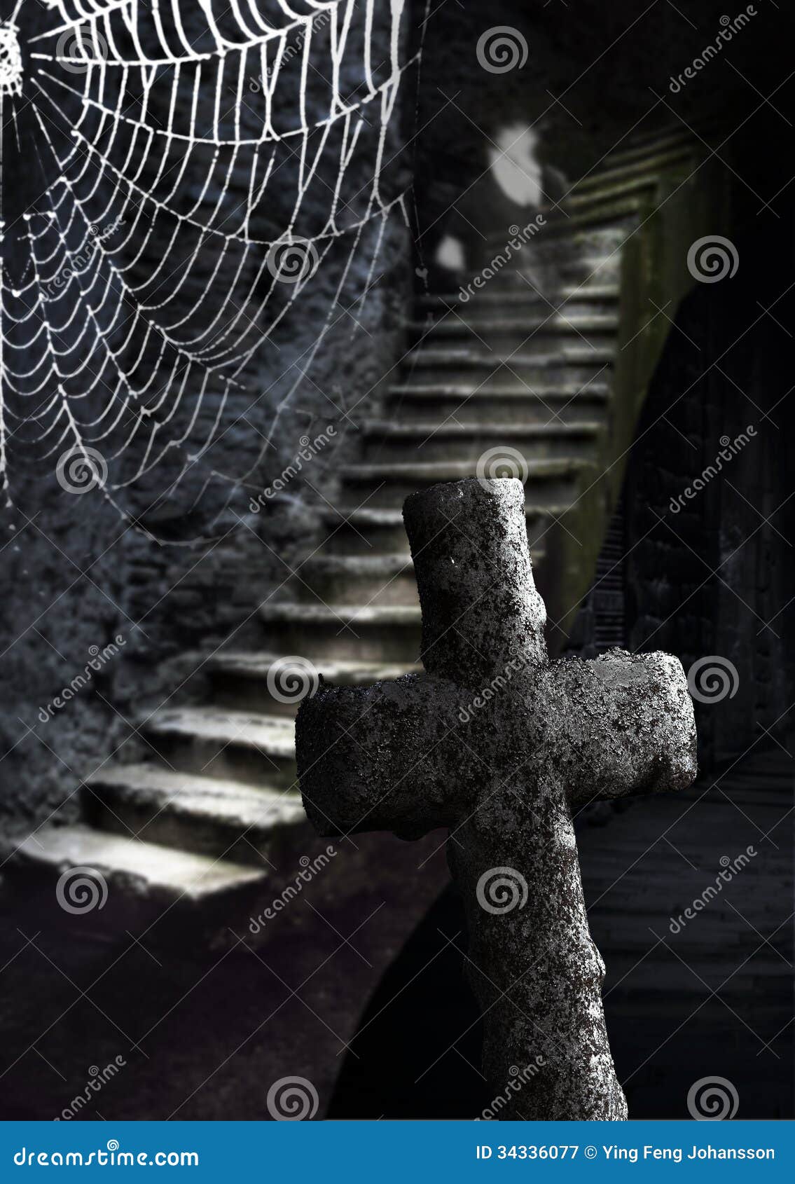 Spooky cellar with ghost stock image. Image of mysterious - 34336077