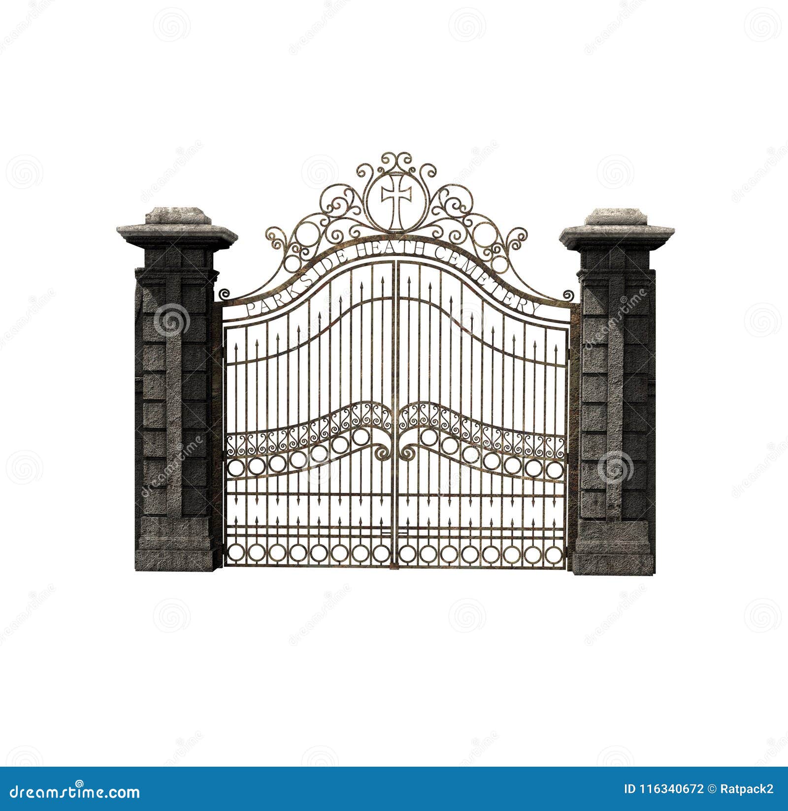 Spooky Cemetery Gothic Gate Stock Illustration - Illustration of ...
