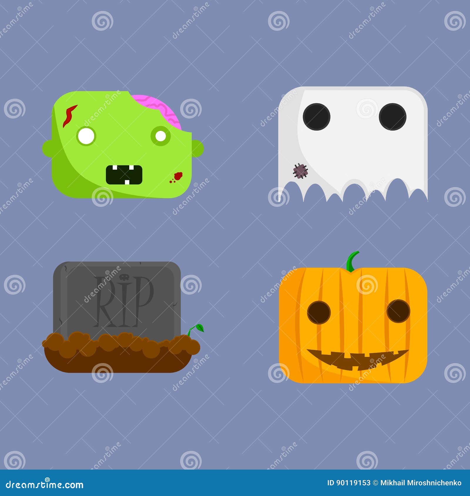 Spooky characters stock illustration. Illustration of flat - 90119153