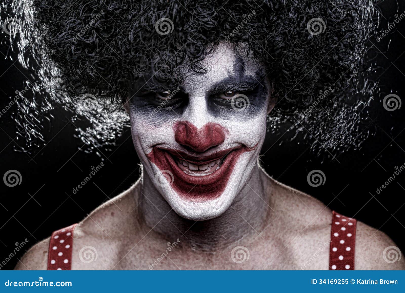 Spooky Clown Portrait on Black Background Stock Image - Image of goth ...