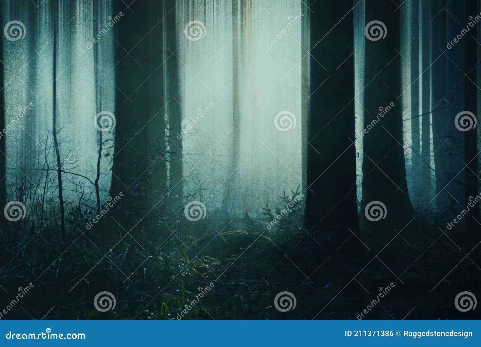A Spooky Concept of Trees Silhouetted in a Dark Spooky Forest in Winter ...