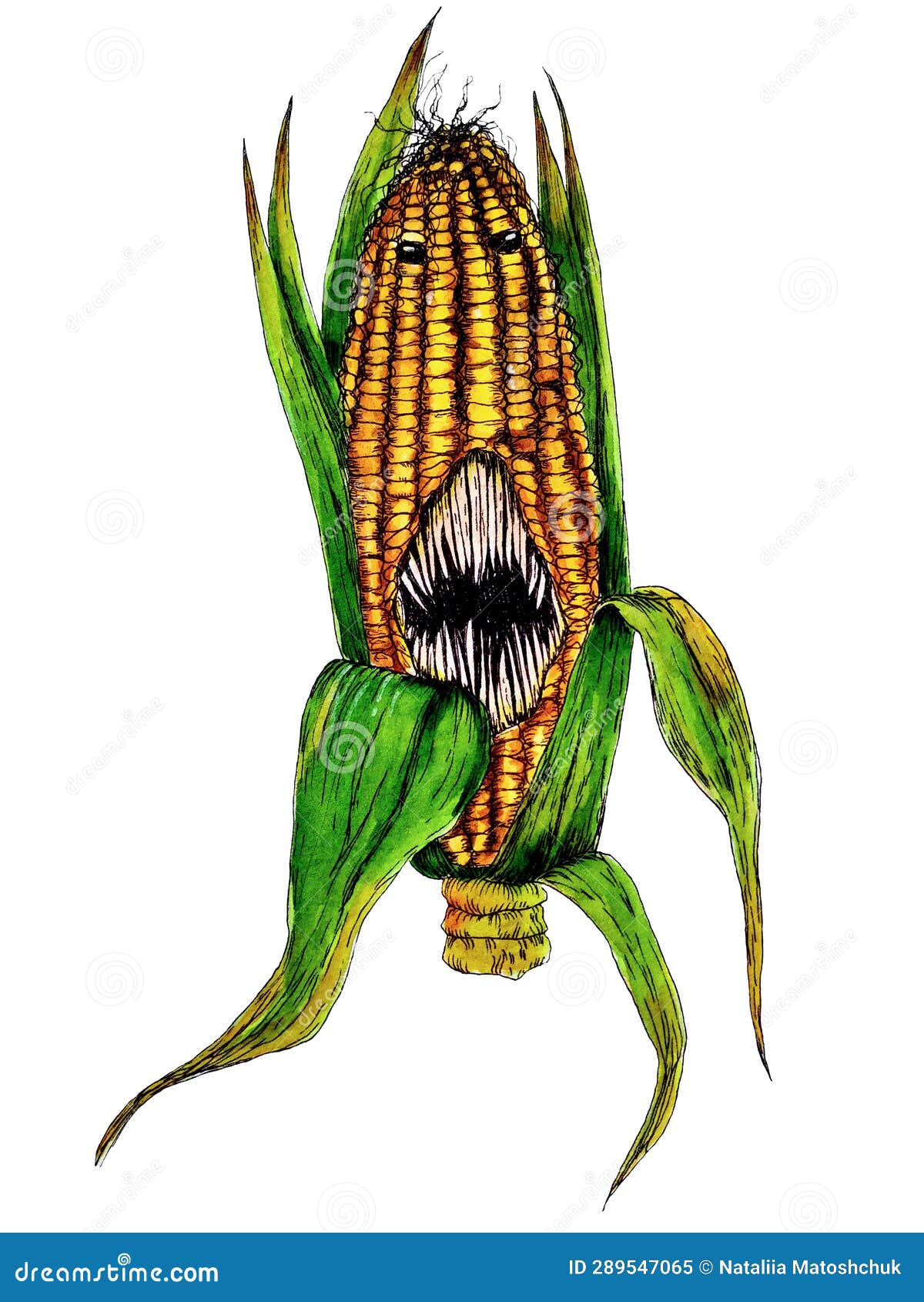 Spooky corn on white. stock illustration. Illustration of food - 289547065