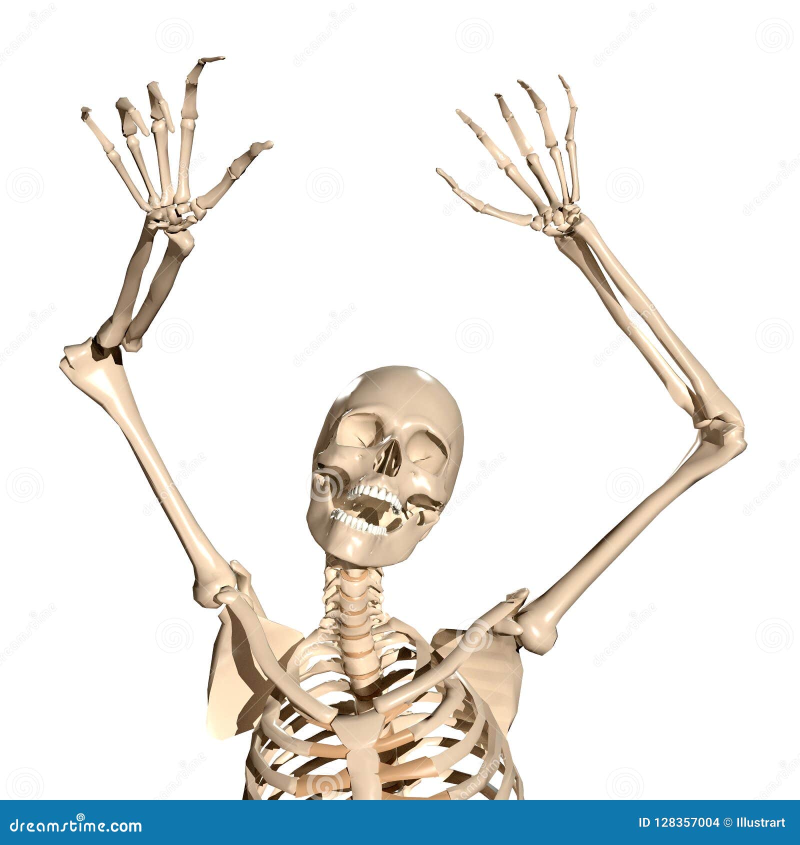 Spooky 3d Human Skeleton Screaming Stock Illustration - Illustration of ...