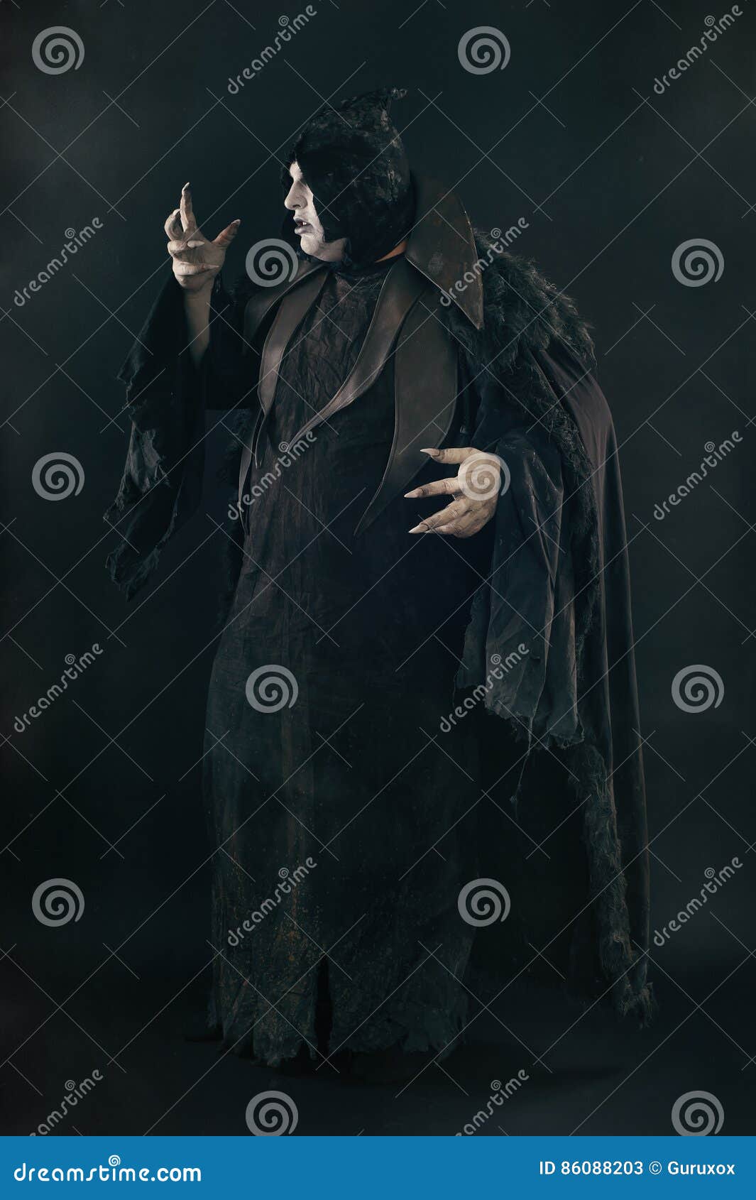 Spooky Devil Vamp with Large Scary Nails. Hell and Horror Stock Image ...