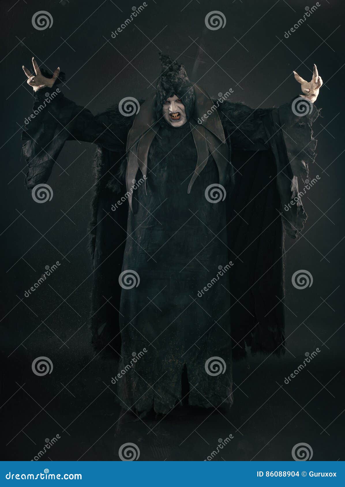 Spooky Devil Vamp with Large Scary Nails. Hell and Horror Stock Photo ...